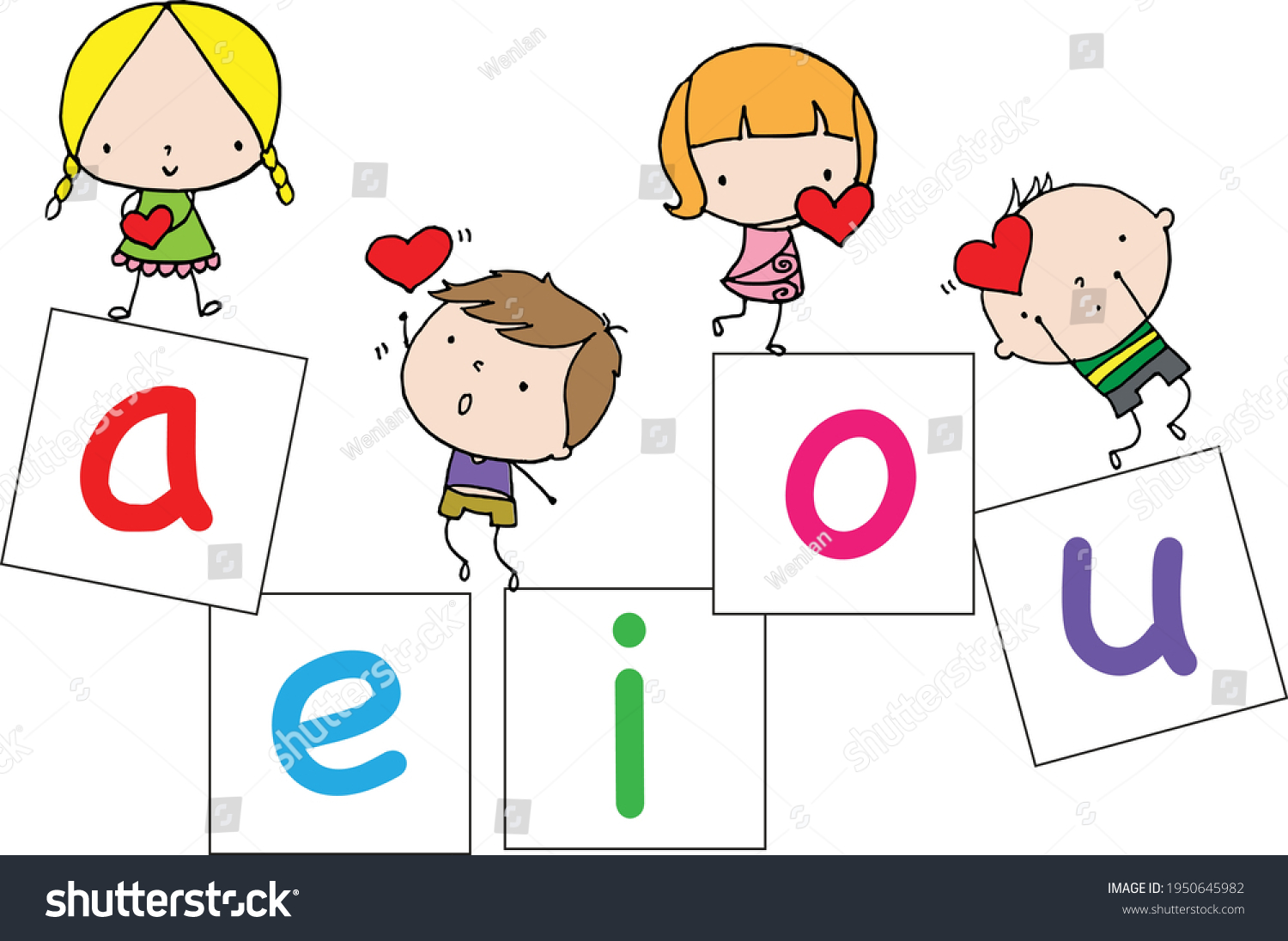 caricatura vectorial de lear phonics aeiou: vector de stock (libre de ...