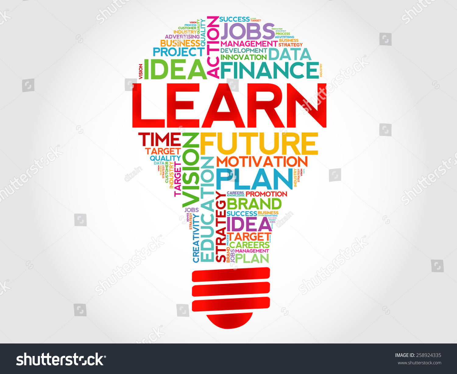 Learn Bulb Word Cloud Business Concept: vetor stock (livre de direitos ...