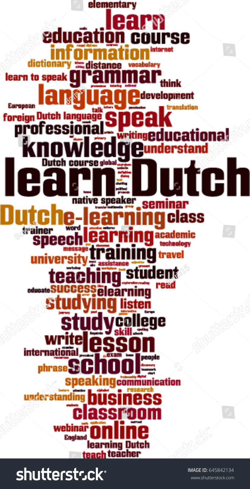 Learn Dutch Word Cloud Concept Vector Stock Vector (Royalty Free ...