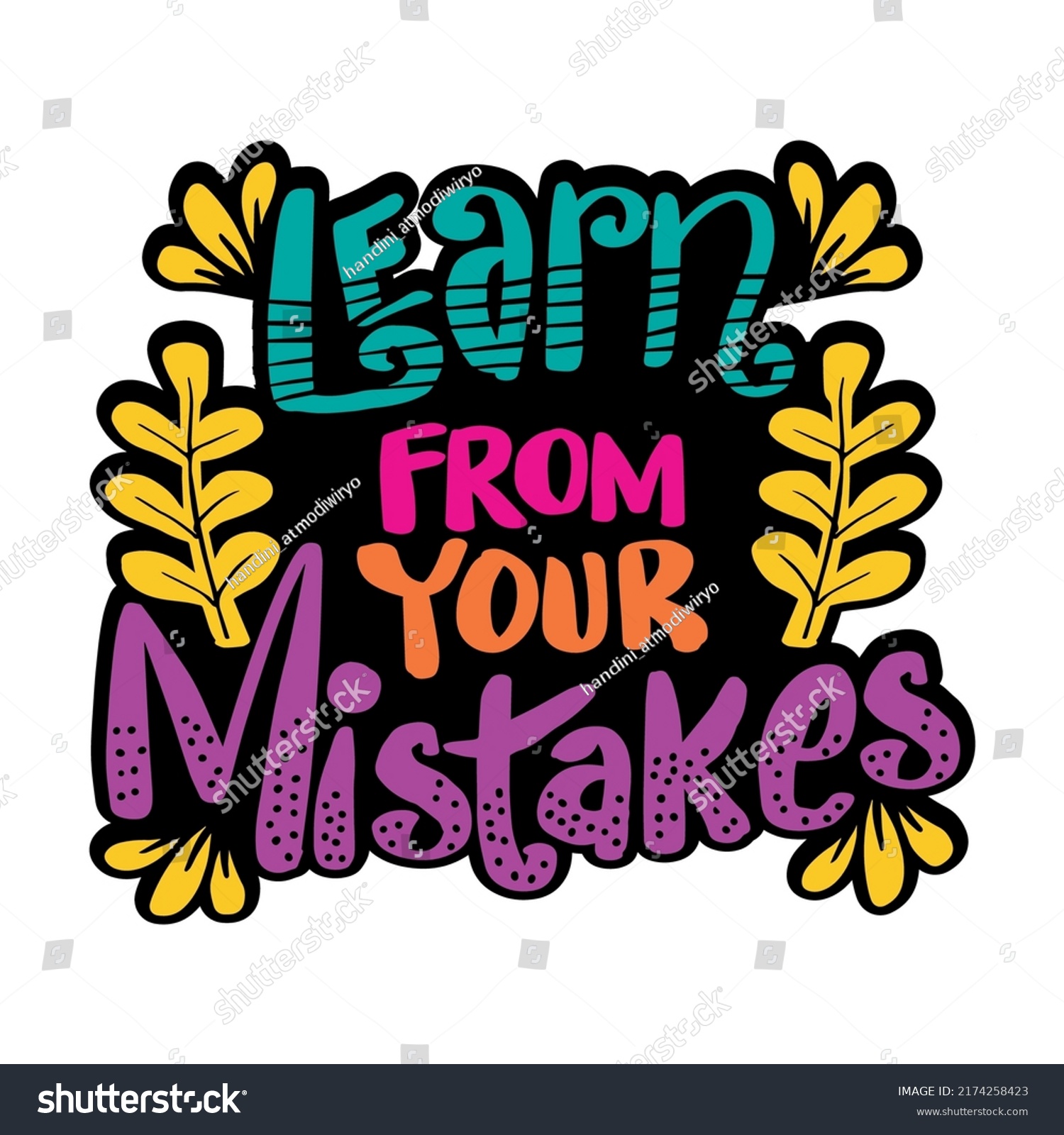 Learn Your Mistakes Hand Lettering Poster Stock Vector (Royalty Free ...