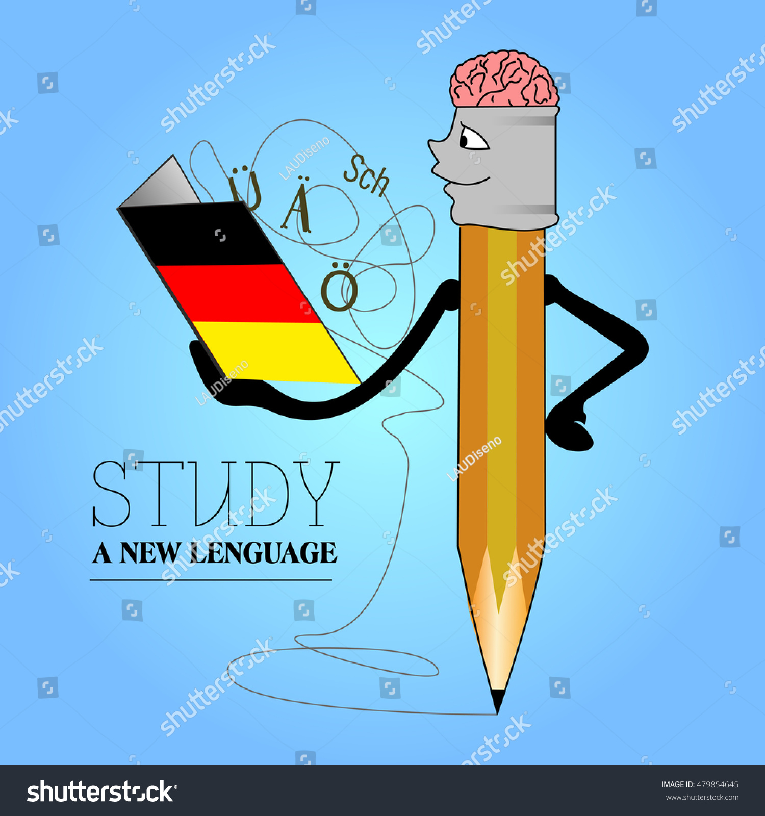 Learn German Graphic Design Vector Illustration Stock Vector (Royalty ...