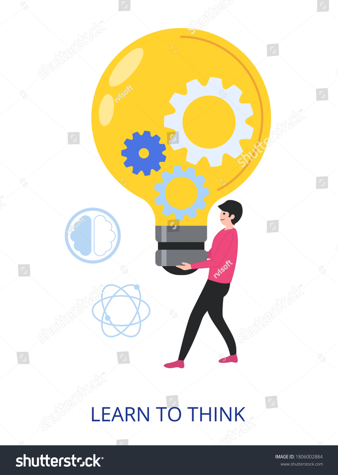 Learn Think Concept Flat Design Vector Stock Vector (Royalty Free ...
