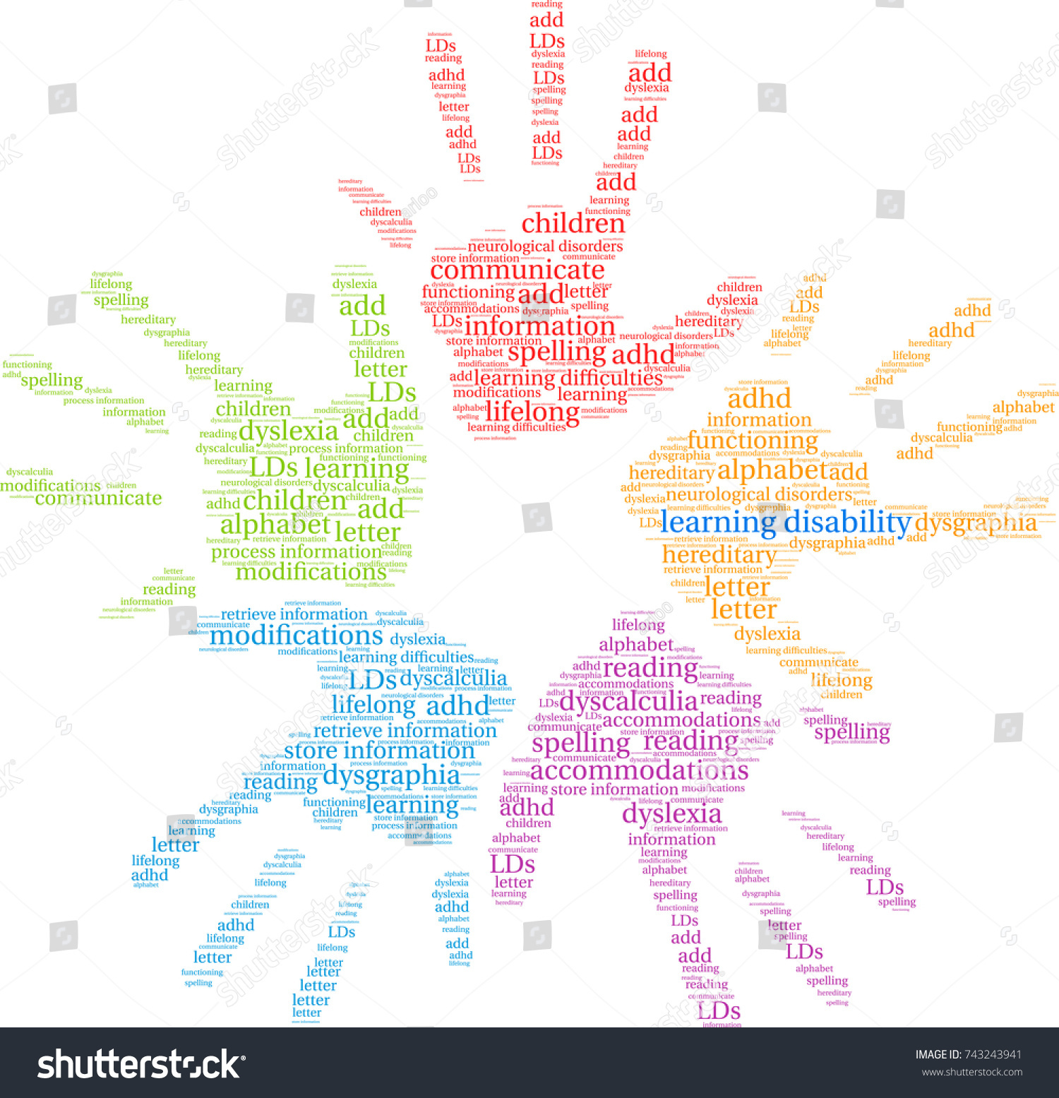 Learning Disability Word Cloud On White 스톡 벡터(로열티 프리) 743243941 ...