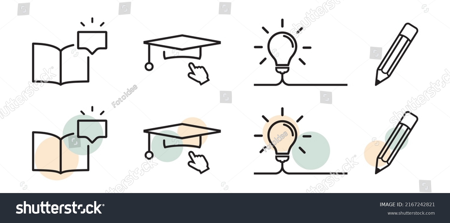 Learning Education Icon Set Different Vector Stock Vector (Royalty Free ...