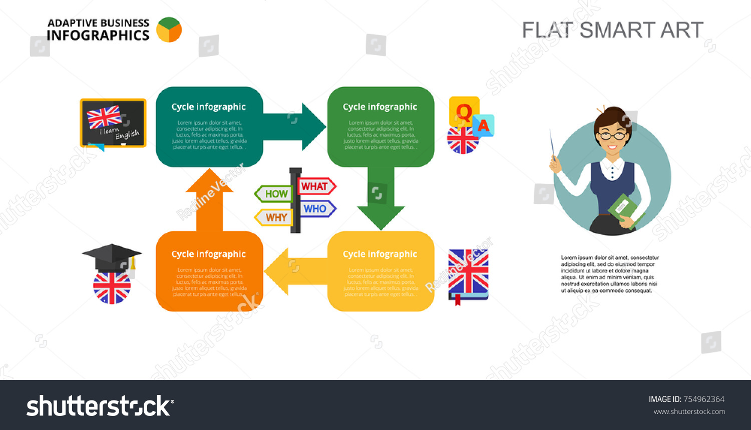 Learning English Slide Template Stock Vector (Royalty Free) 754962364