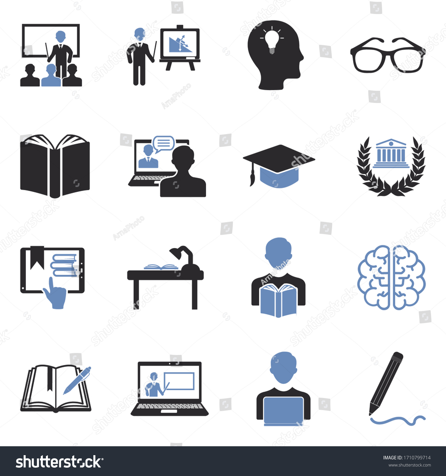 Aprendiendo Iconos. Diseño plano de dos: vector de stock (libre de ...
