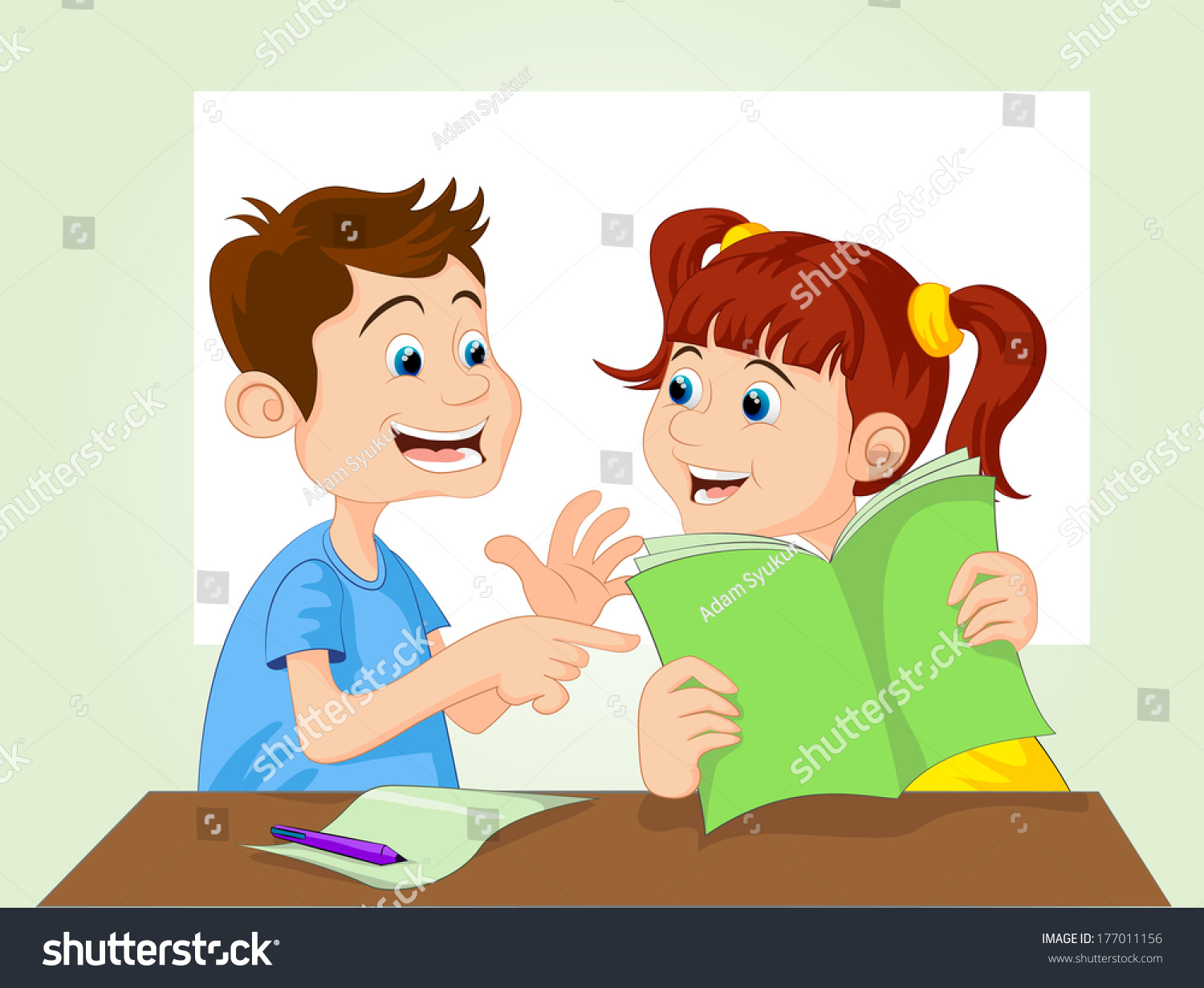 Learning Together Cartoon Stock-Vektorgrafik (Lizenzfrei) 177011156 ...