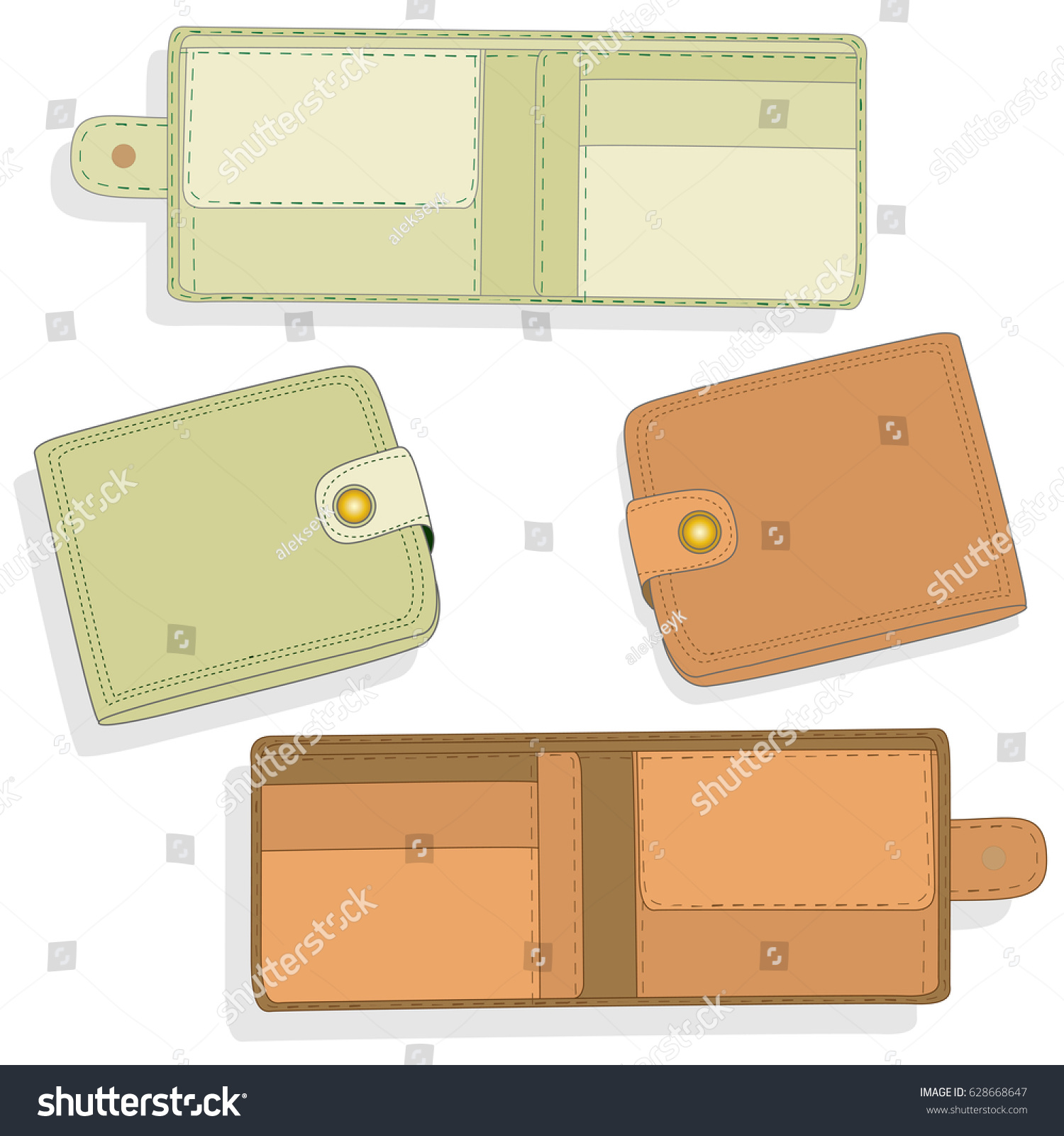 Leather Wallet Illustration Set Vector Stock Vector (Royalty Free ...