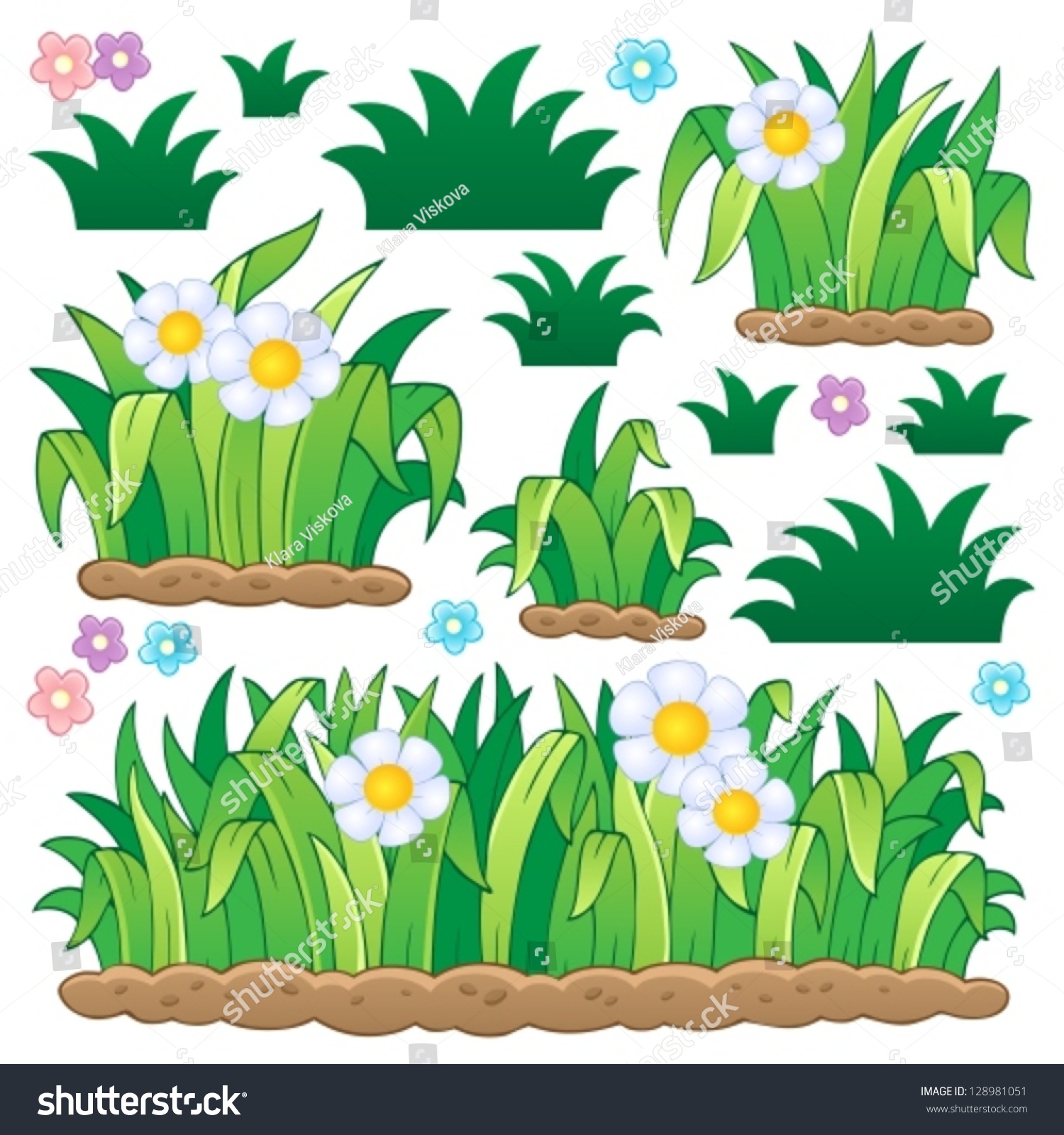 Leaves Grass Theme Image 2 Vector Stock Vector (Royalty Free) 128981051 ...