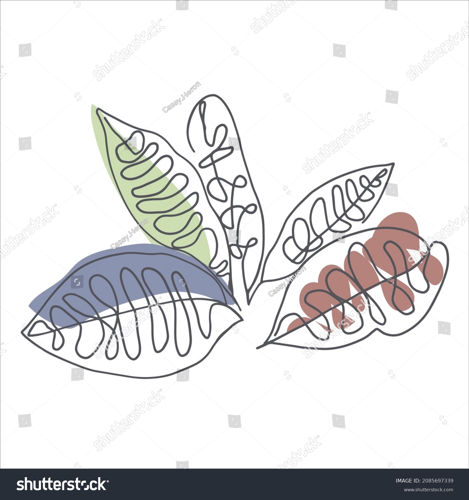 Leaves Contour Line Vector Illustration Stock Vector (Royalty Free ...