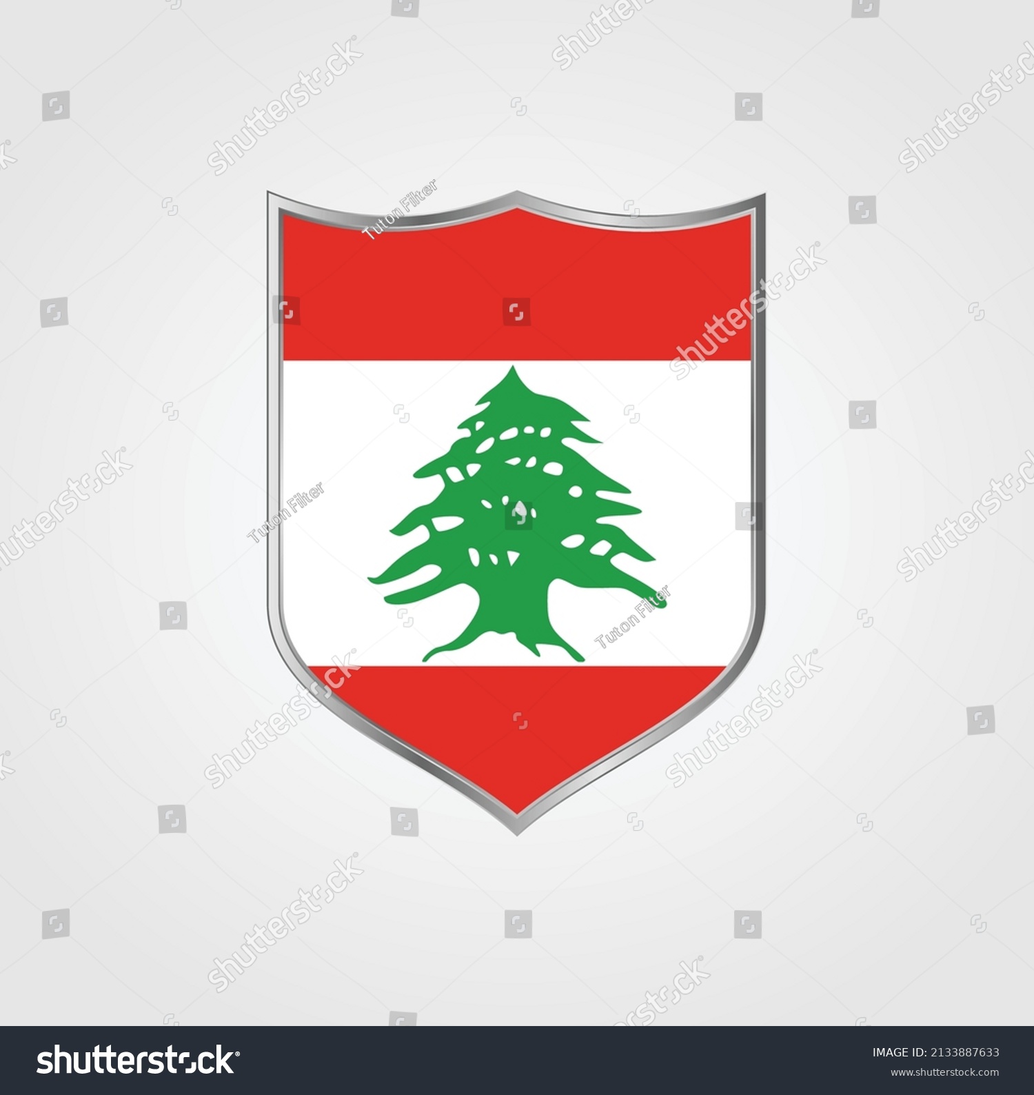 Lebanon Flag Shield Frame Stock Vector (Royalty Free) 2133887633 ...
