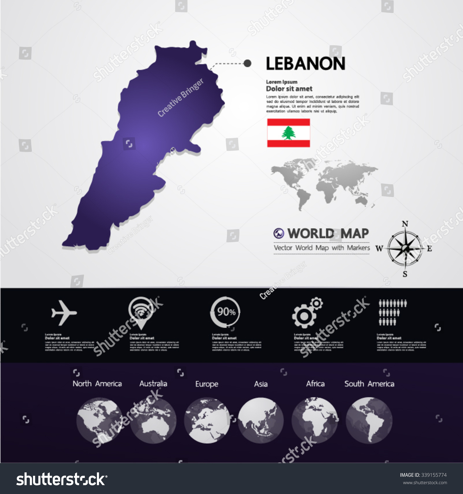 Lebanon Map Vector Illustration Stock Vector (Royalty Free) 339155774 ...