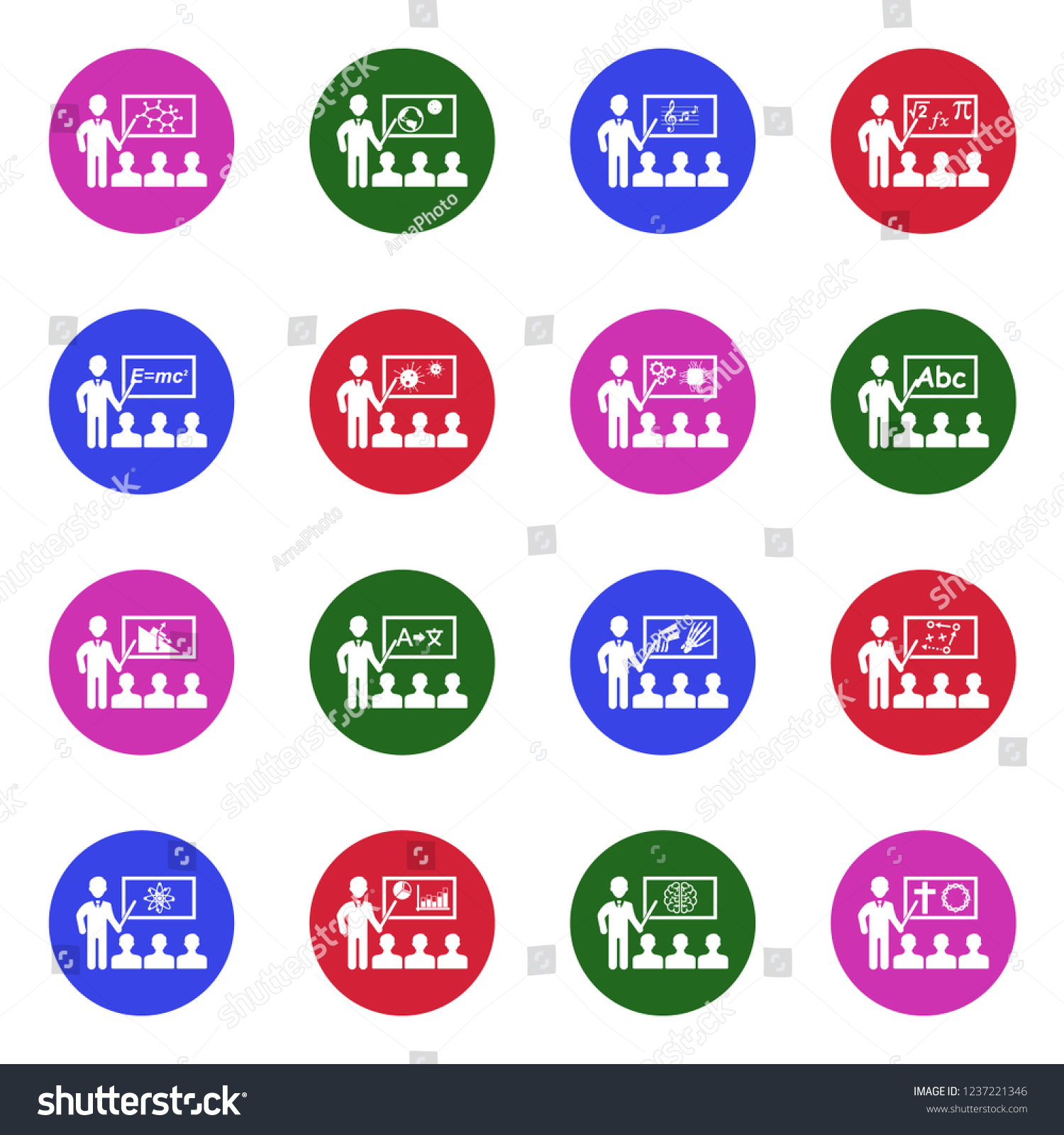 Lecture Icons White Flat Design Circle Stock Vector (Royalty Free ...