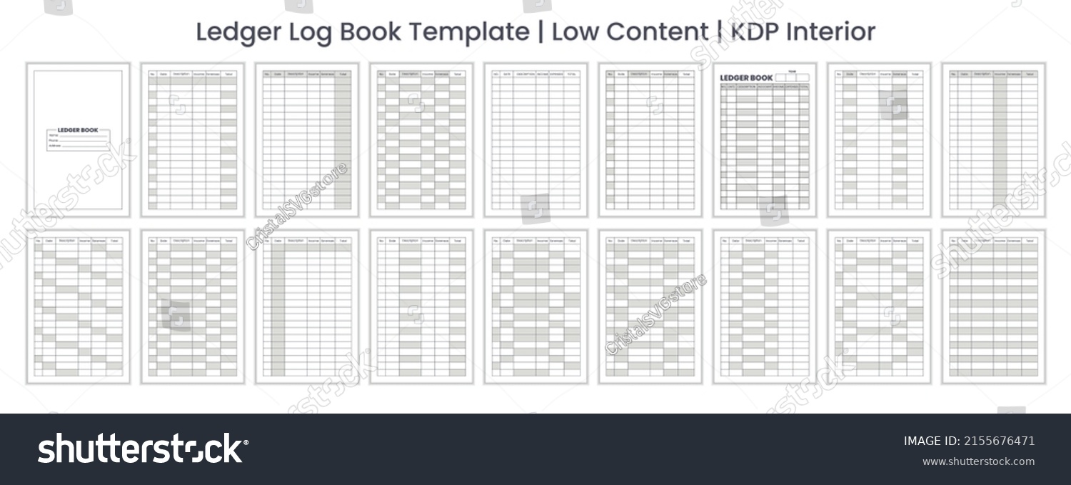 Ledger Logbook Template Ledger Notebook Interior Stock Vector (Royalty ...