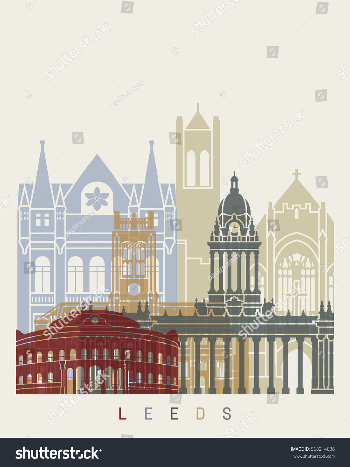 Leeds Skyline Poster Editable Vector File Stock Vector (Royalty Free ...