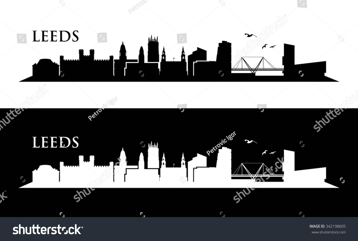 Leeds Skyline Vector Illustration 库存矢量图（免版税）342198605 | Shutterstock