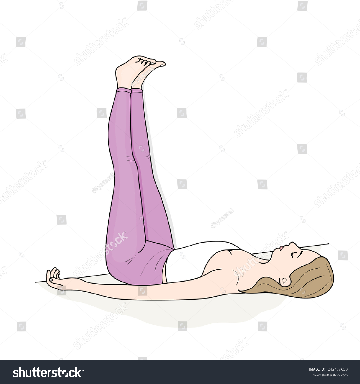 Legs Wall Pose Vector: เวกเตอร์สต็อก (ปลอดค่าลิขสิทธิ์) 1242479650