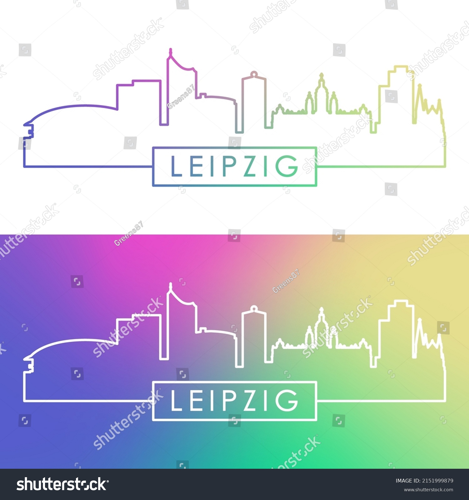 Leipzig Skyline Colorful Linear Style Editable Stock Vector (Royalty ...