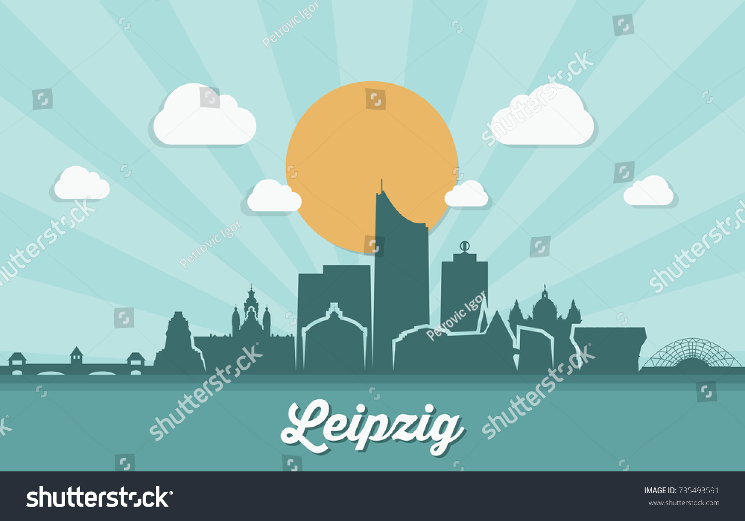 Leipzig Skyline Germany Vector Illustration Stock Vector (Royalty Free ...