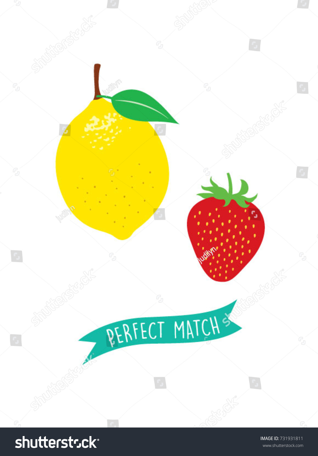 Lemon Strawberry Perfect Match Vector Stock Vector (Royalty Free ...