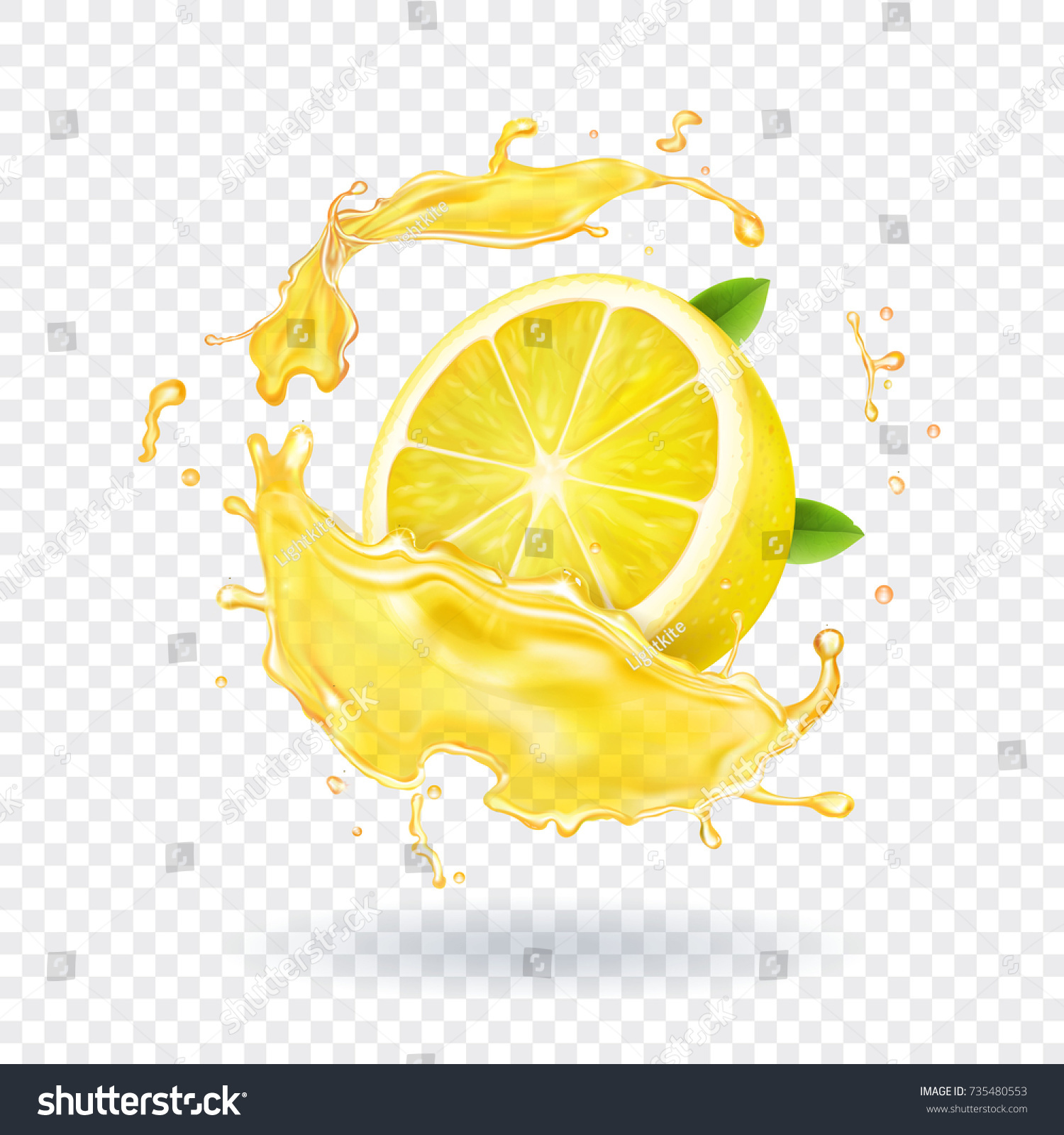 Vektor Stok Lemon jus buah percikan realistis (Tanpa Royalti) 735480553 ...