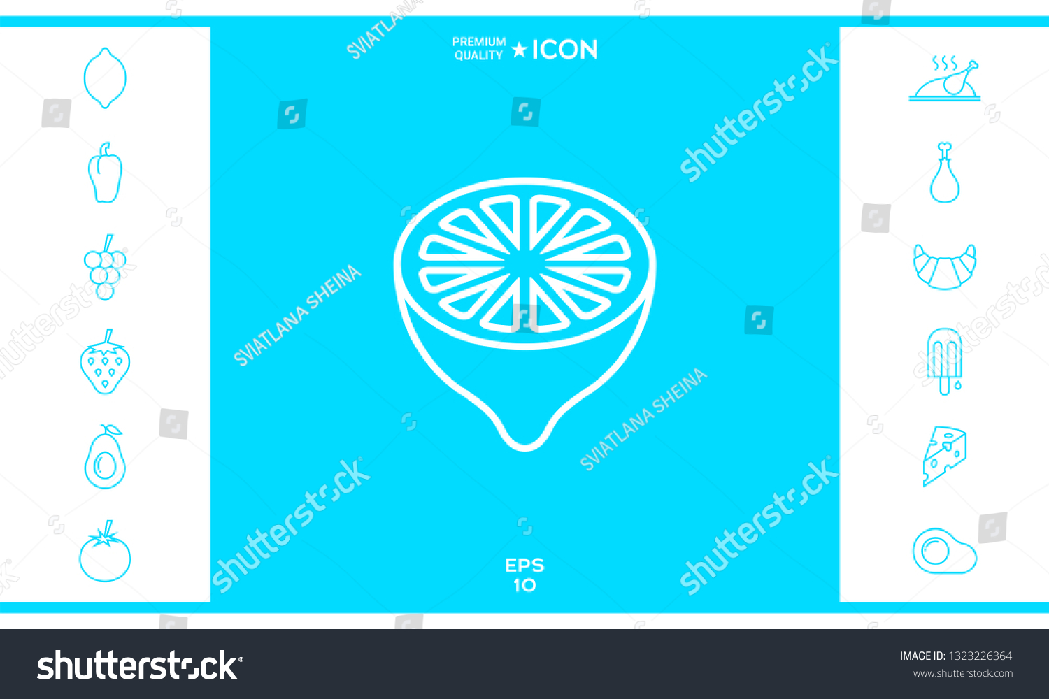 Lemon Half Fruit Crosssection Line Icon Stock Vector (Royalty Free ...