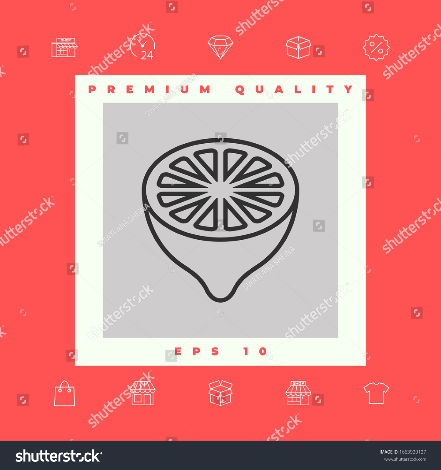 Lemon Half Fruit Crosssection Line Icon Stock Vector (Royalty Free ...