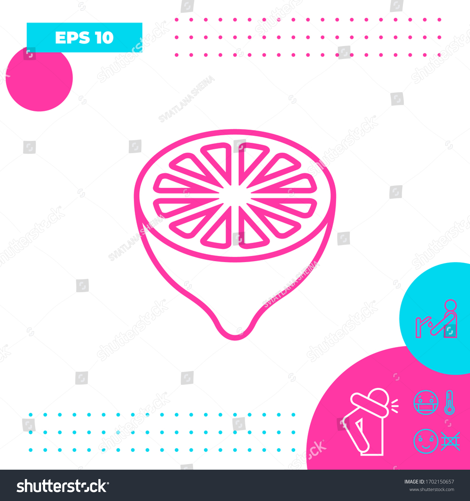 Lemon Half Fruit Crosssection Line Icon Stock Vector (Royalty Free ...