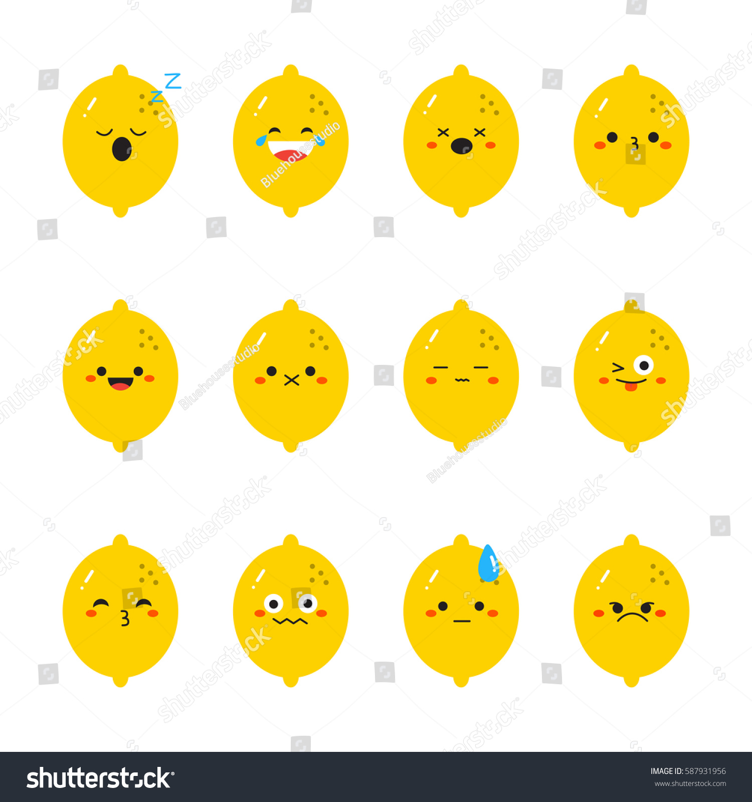 Lemon Modern Flat Emoticon Set 스톡 벡터(로열티 프리) 587931956 | Shutterstock