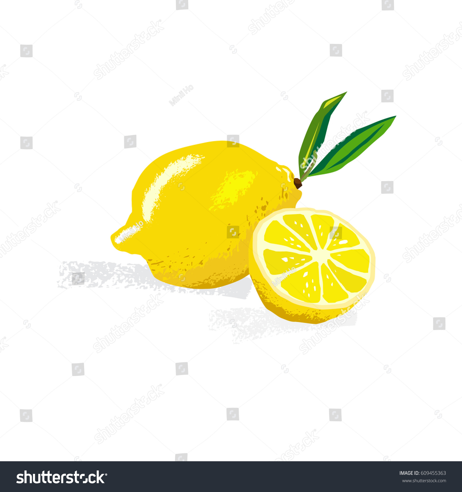 Lemon On White Background Stock Vector (Royalty Free) 609455363 ...