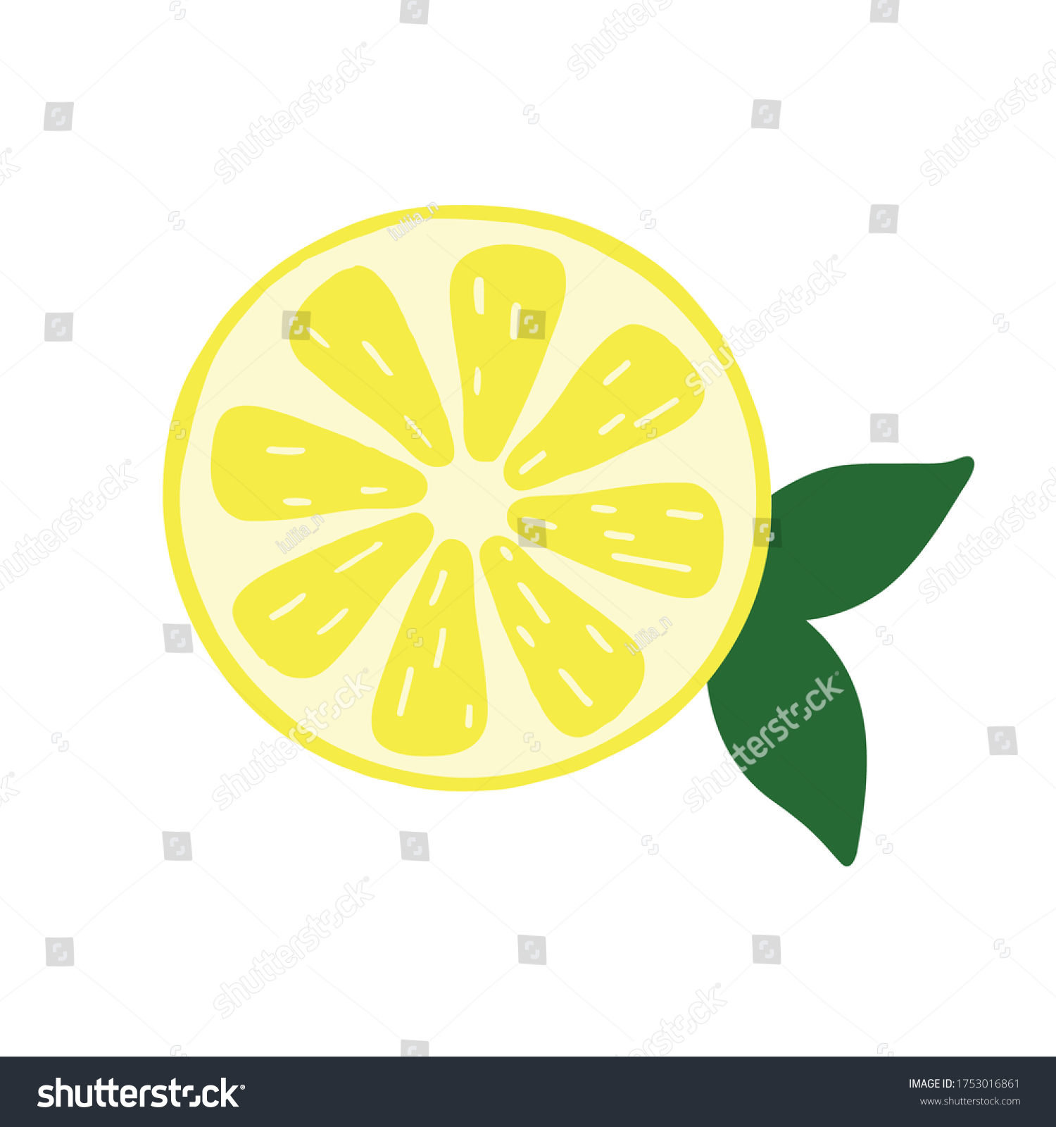 Lemon Slice Leaf Cartoon Style Vector Stock Vector (Royalty Free ...
