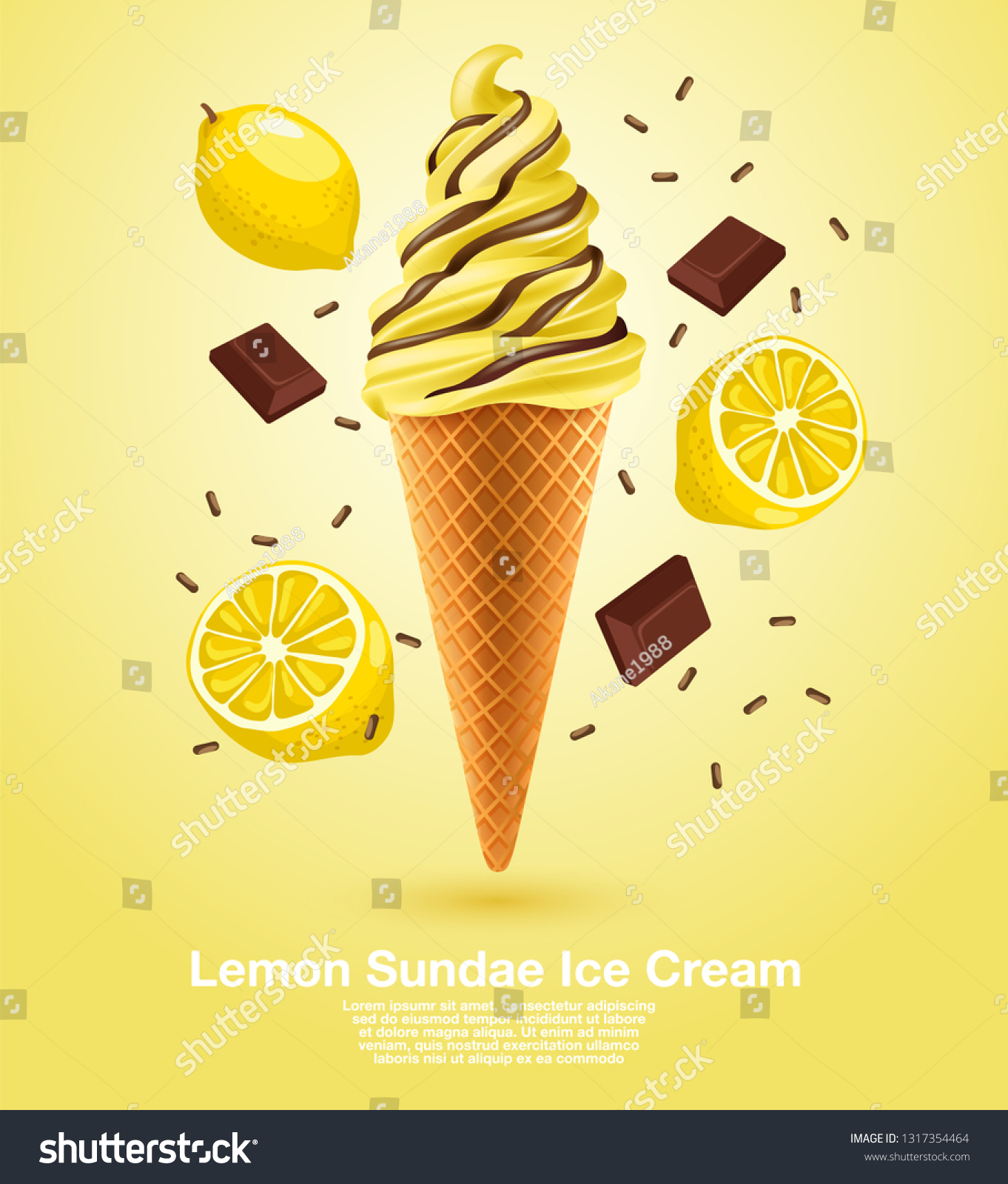 Lemon Sundae Soft Serve Vector Illustration Stock Vector (Royalty Free ...