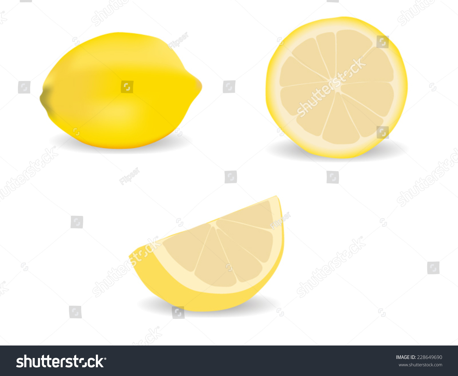 Lemon Whole Slicedwedge Vector Drawing Isolated Stock Vector (Royalty ...