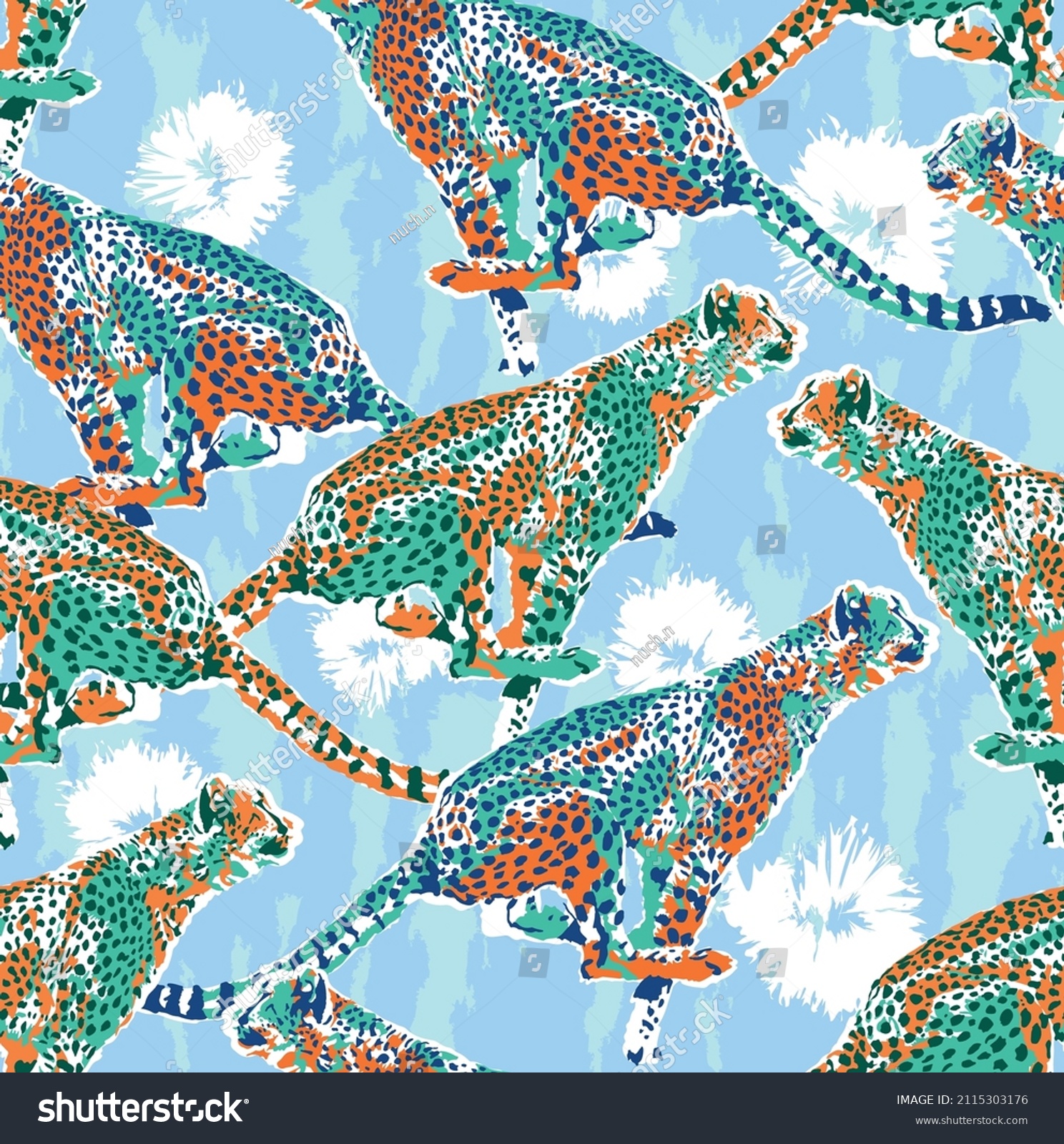 Leopard Draw Vector Art Seamless Pattern Stock Vector (Royalty Free ...