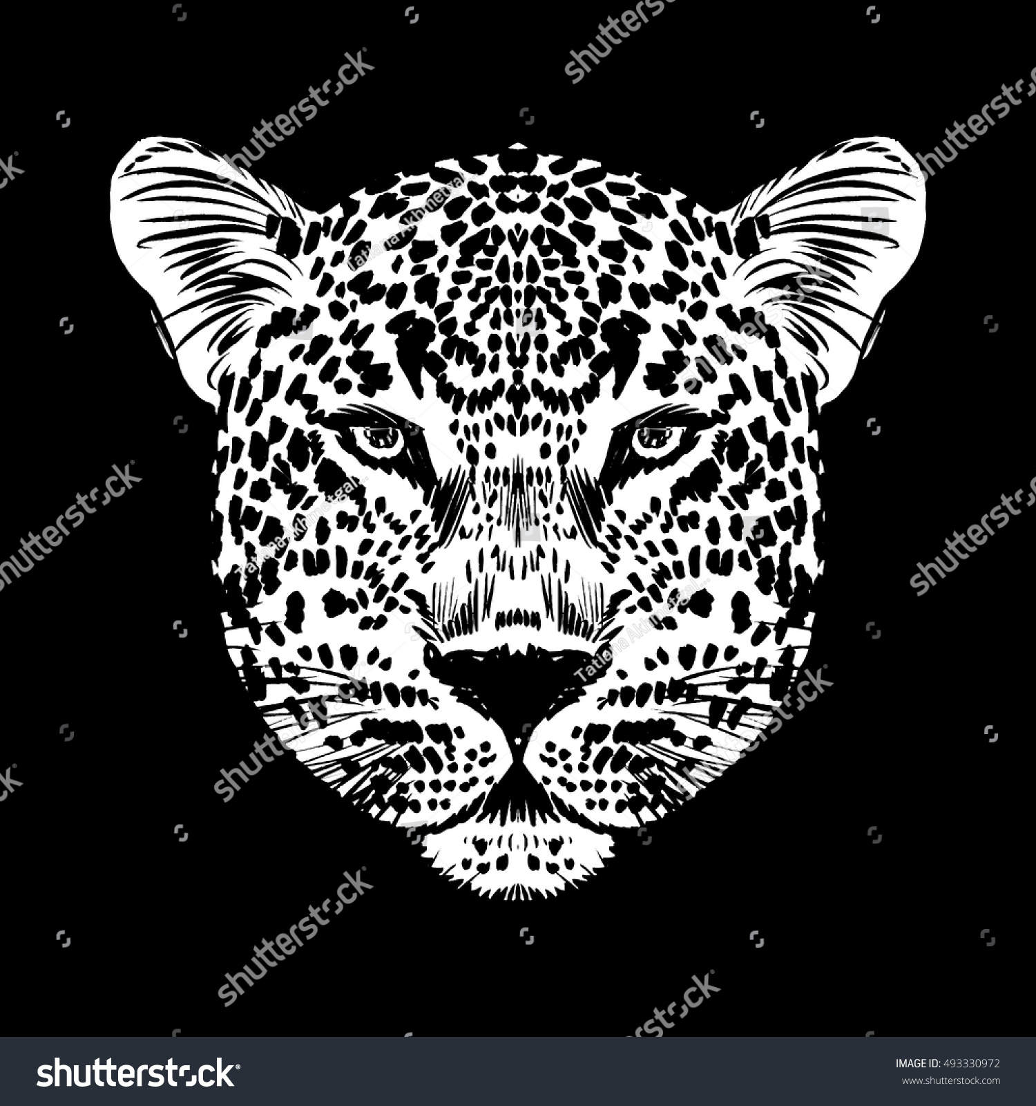Leopard Face Tattoo Vector Illustration Print Stock Vector (Royalty ...