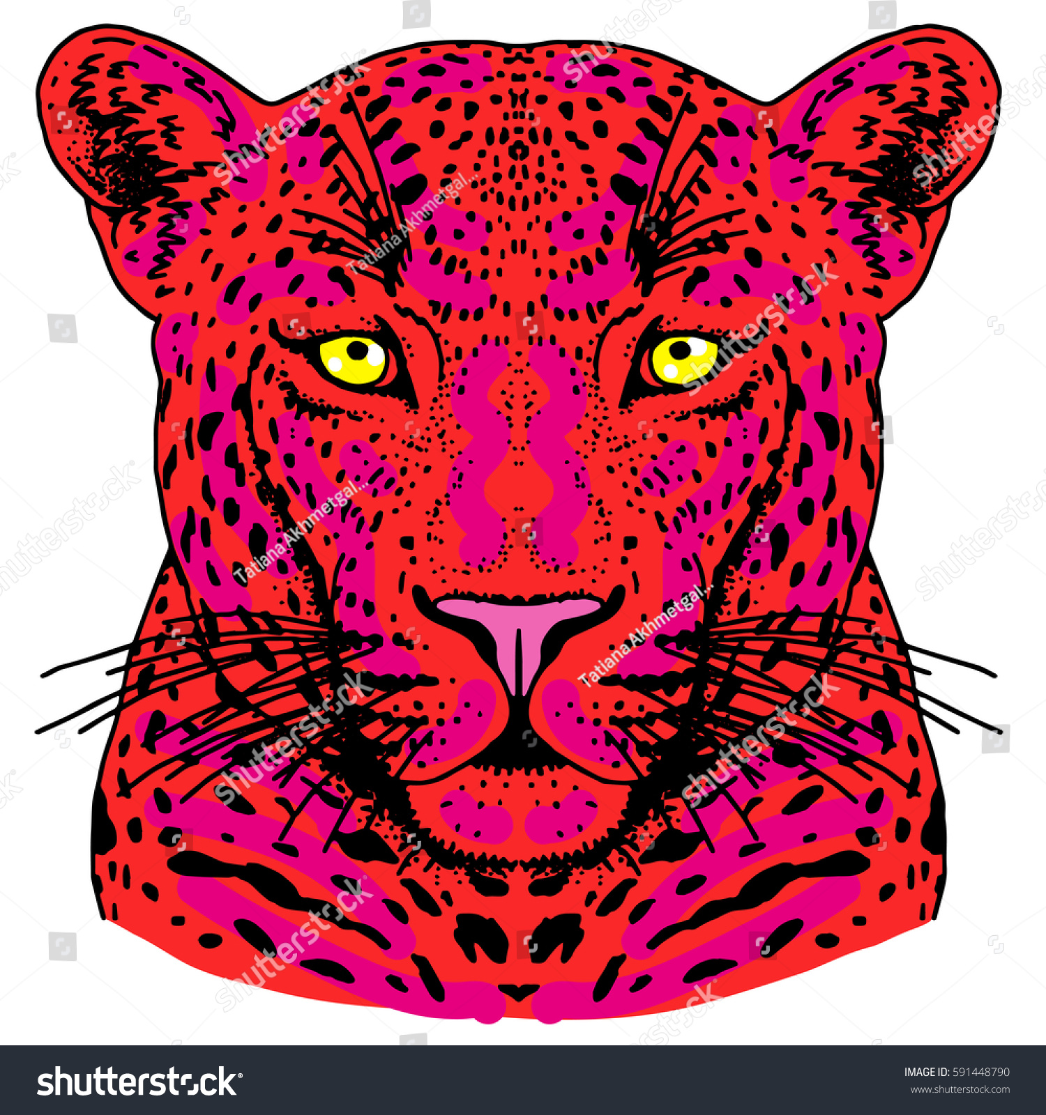 Leopard Face Tattoo Vector Illustration Print Stock Vector (Royalty ...