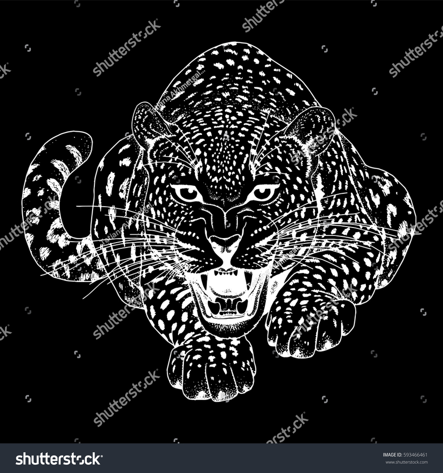 Leopard Face Tattoo Vector Illustration Print Stock Vector (Royalty ...