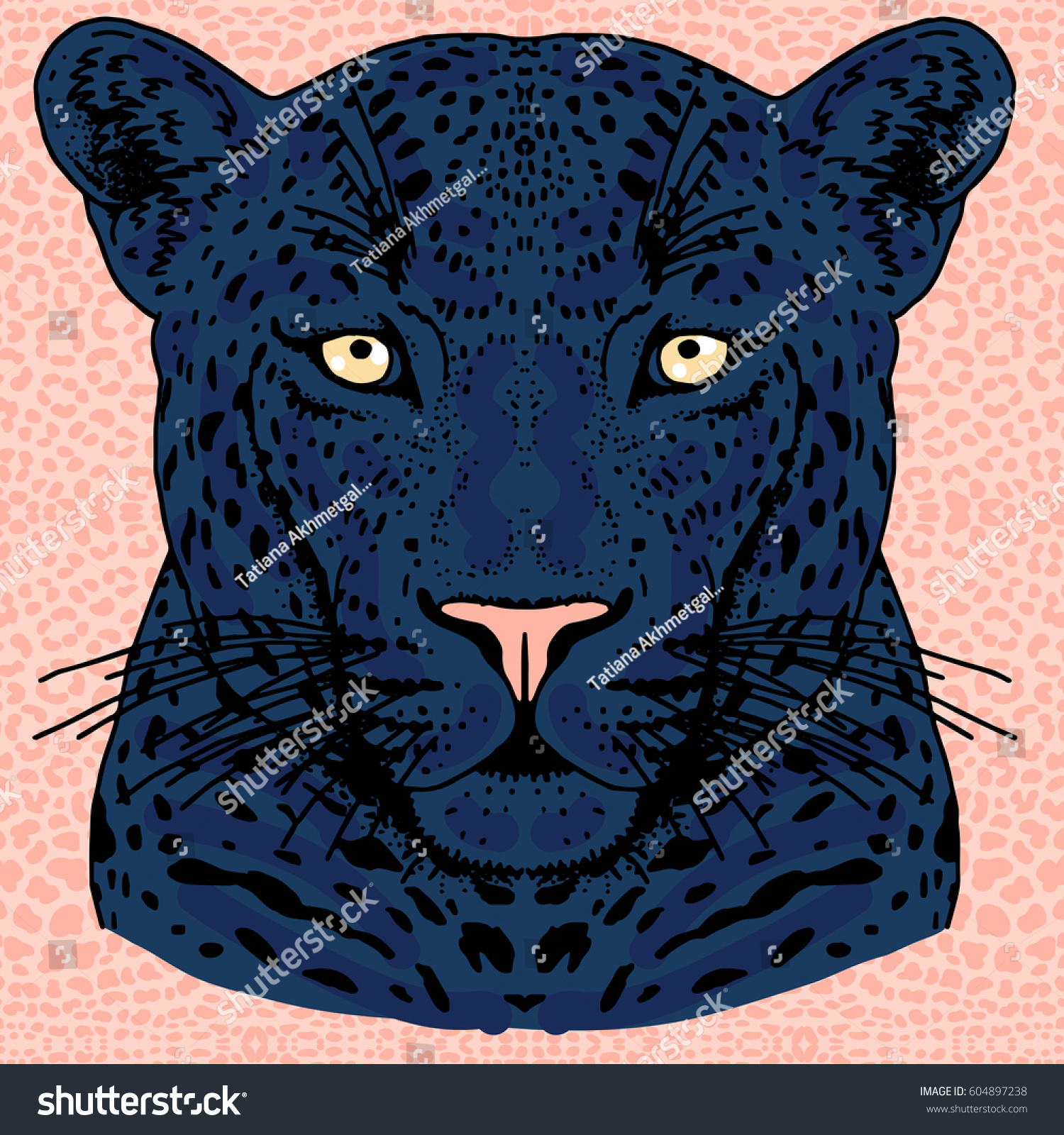 Leopard Face Tattoo Vector Illustration Print Stock Vector (Royalty ...