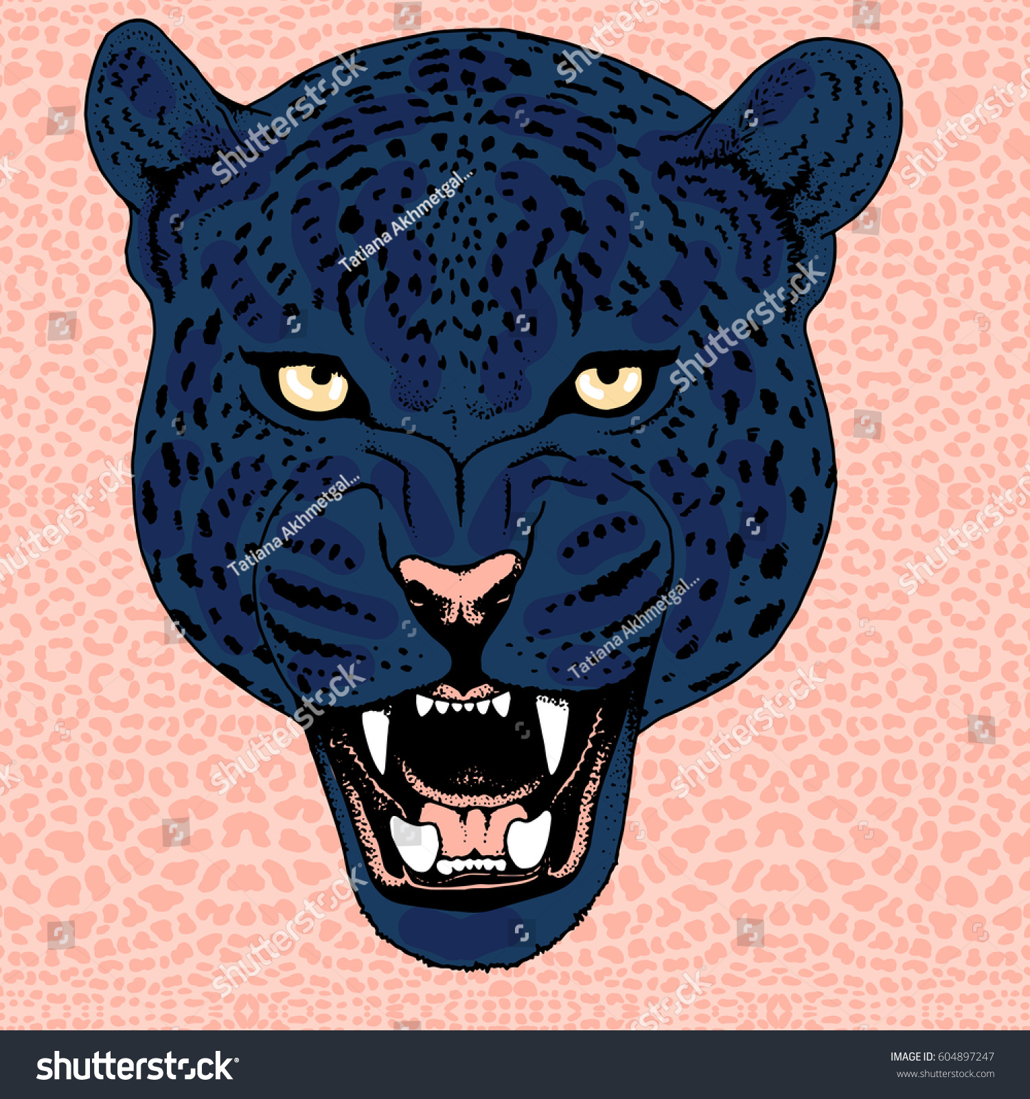 Leopard Face Tattoo Vector Illustration Print Stock Vector (Royalty ...
