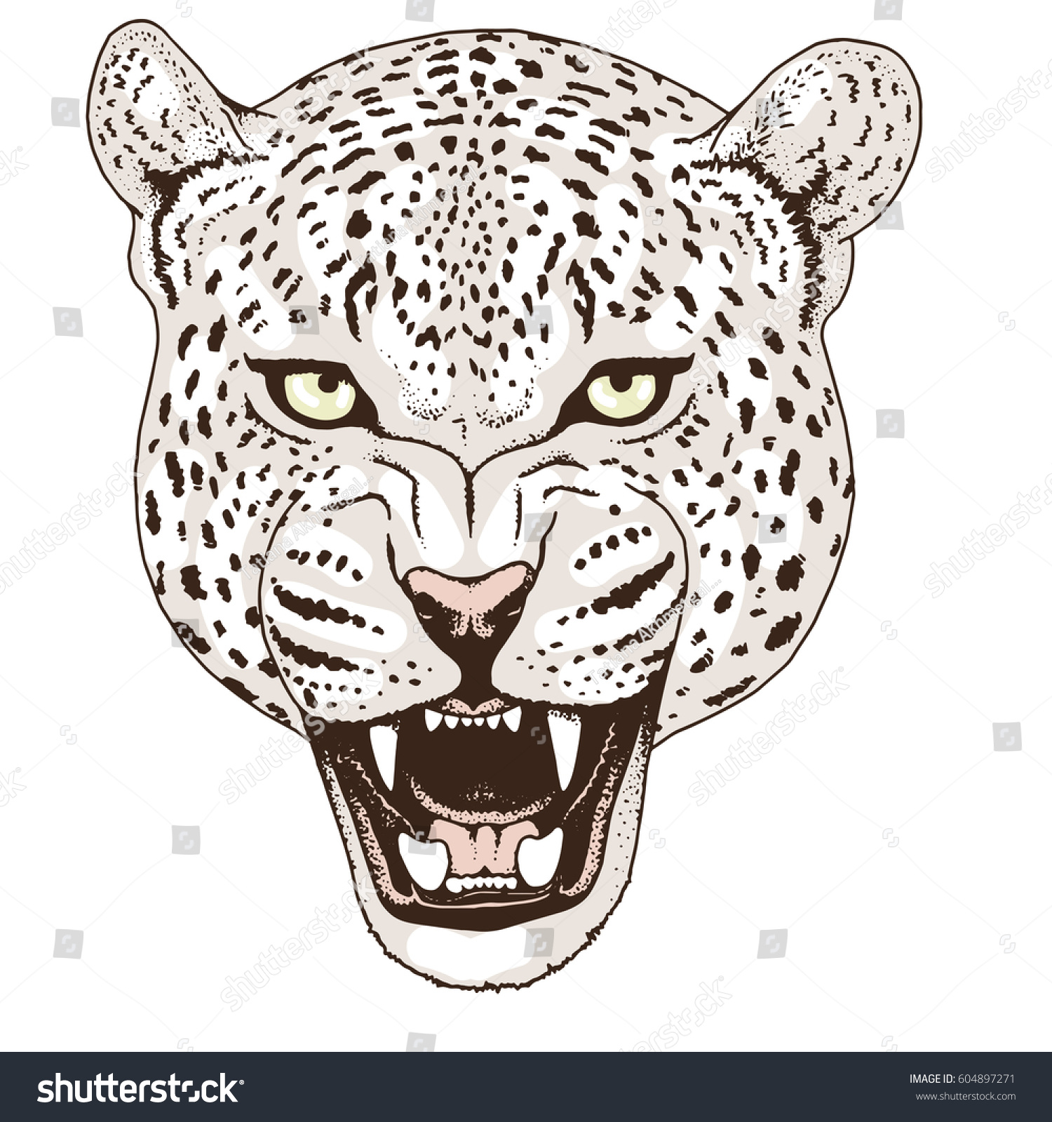 Leopard Face Tattoo Vector Illustration Print Stock Vector (Royalty ...