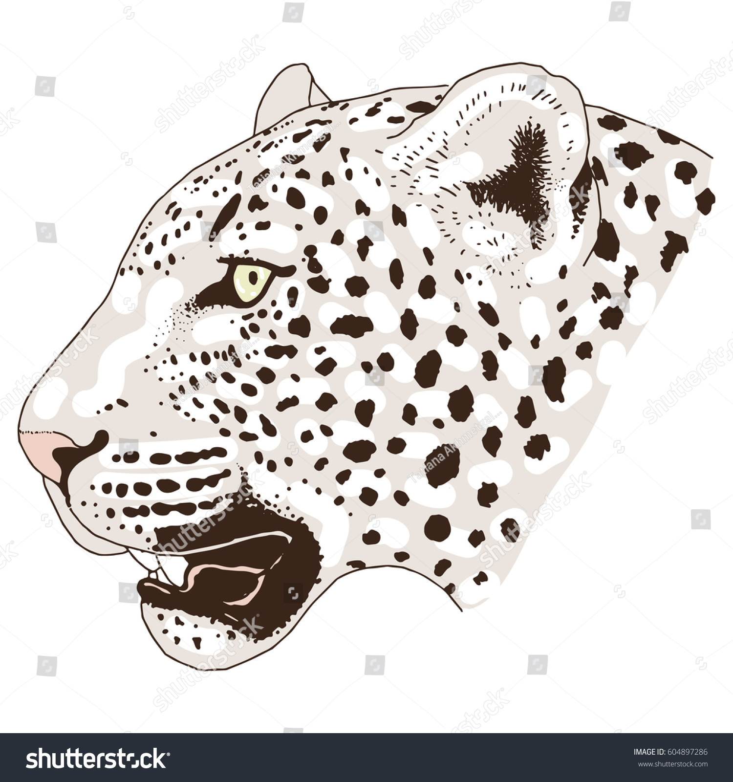 Leopard Face Tattoo Vector Illustration Print: เวกเตอร์สต็อก (ปลอดค่า ...