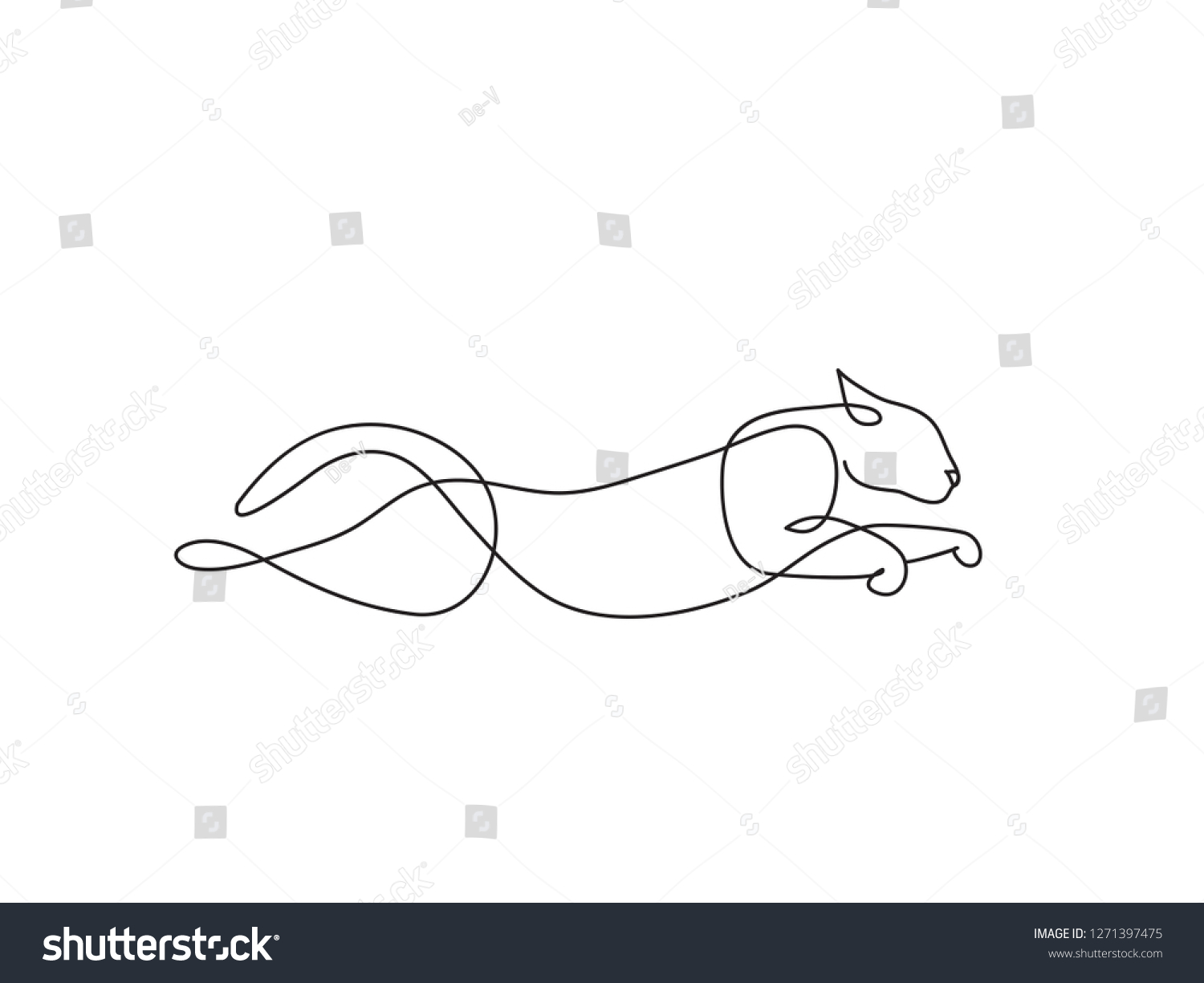 Leopard Jump One Line Drawing Stock Vector (Royalty Free) 1271397475