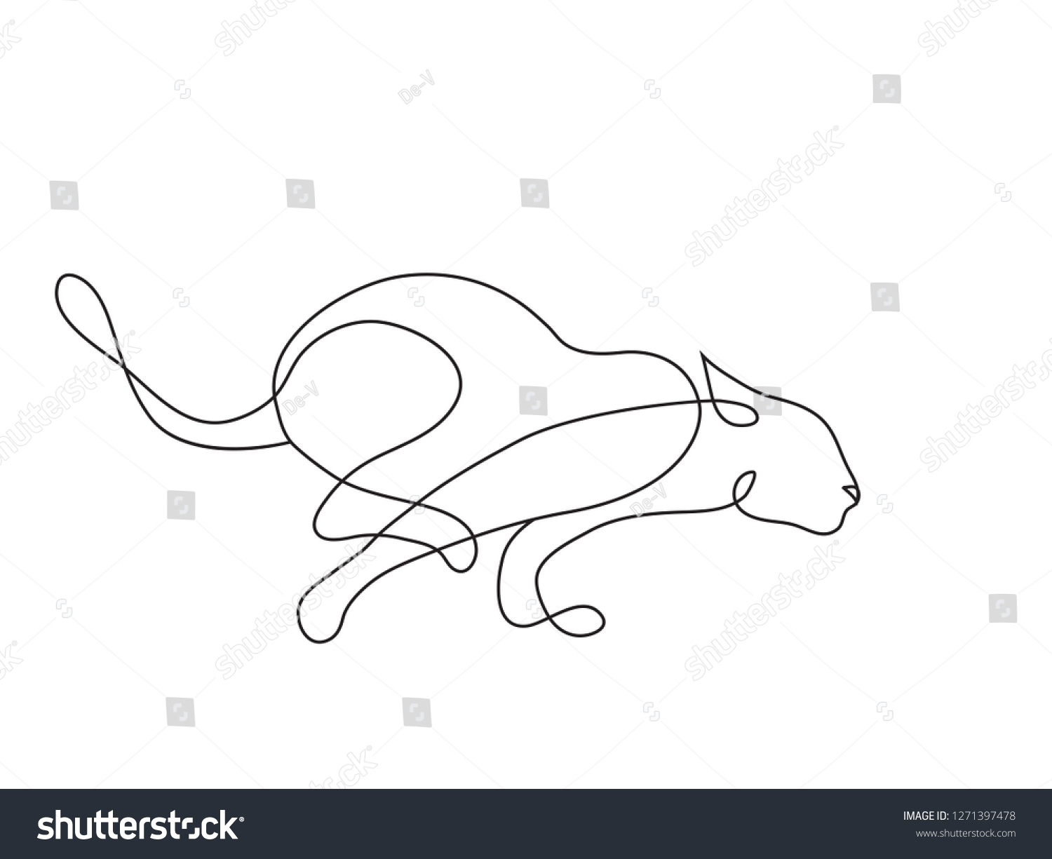 Leopard Jump One Line Drawing Stock Vector (Royalty Free) 1271397478