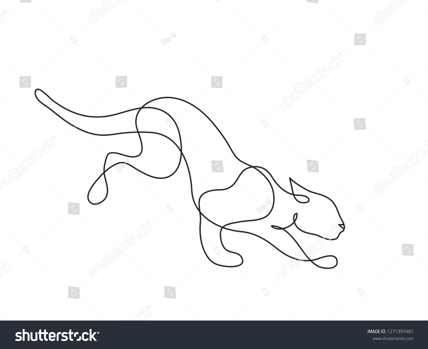 Leopard Jump One Line Drawing: เวกเตอร์สต็อก (ปลอดค่าลิขสิทธิ์ ...