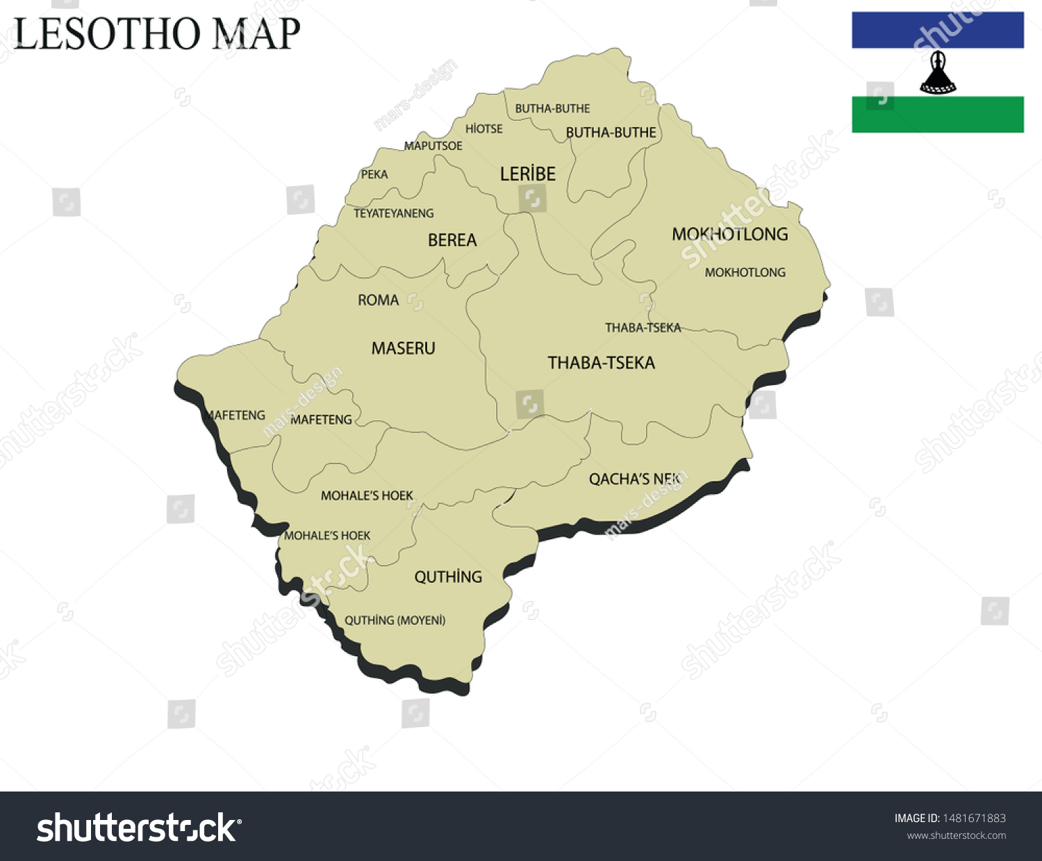 Lesotho Political Map Vector Illustration: Stock-Vektorgrafik ...