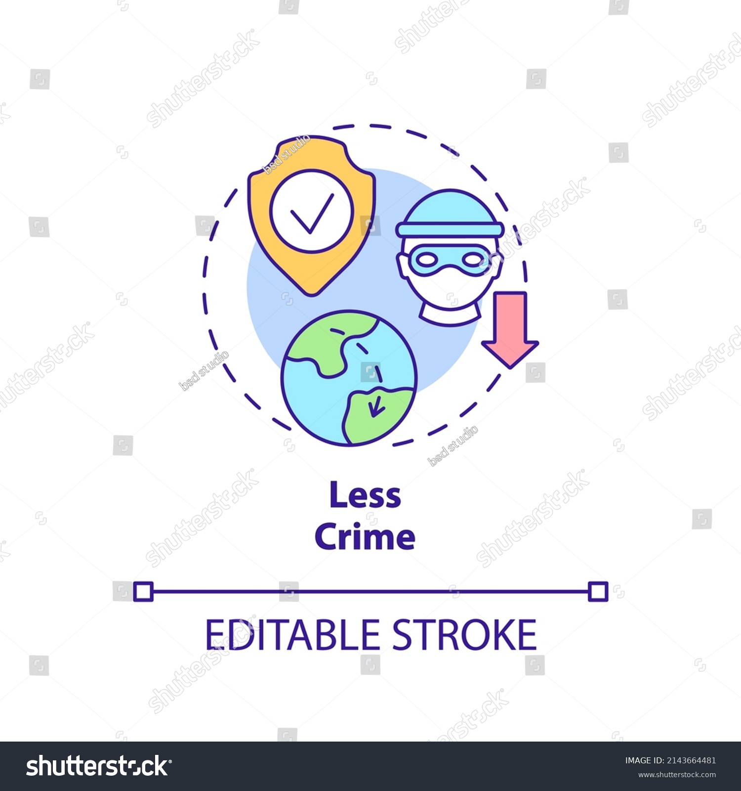 Less Crime Concept Icon Social Issues Stock Vector (Royalty Free ...