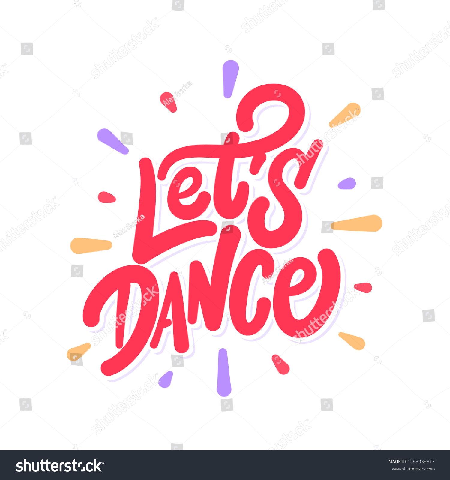 Lets Dance Vector Lettering Banner Stock Vector (Royalty Free) 1593939817
