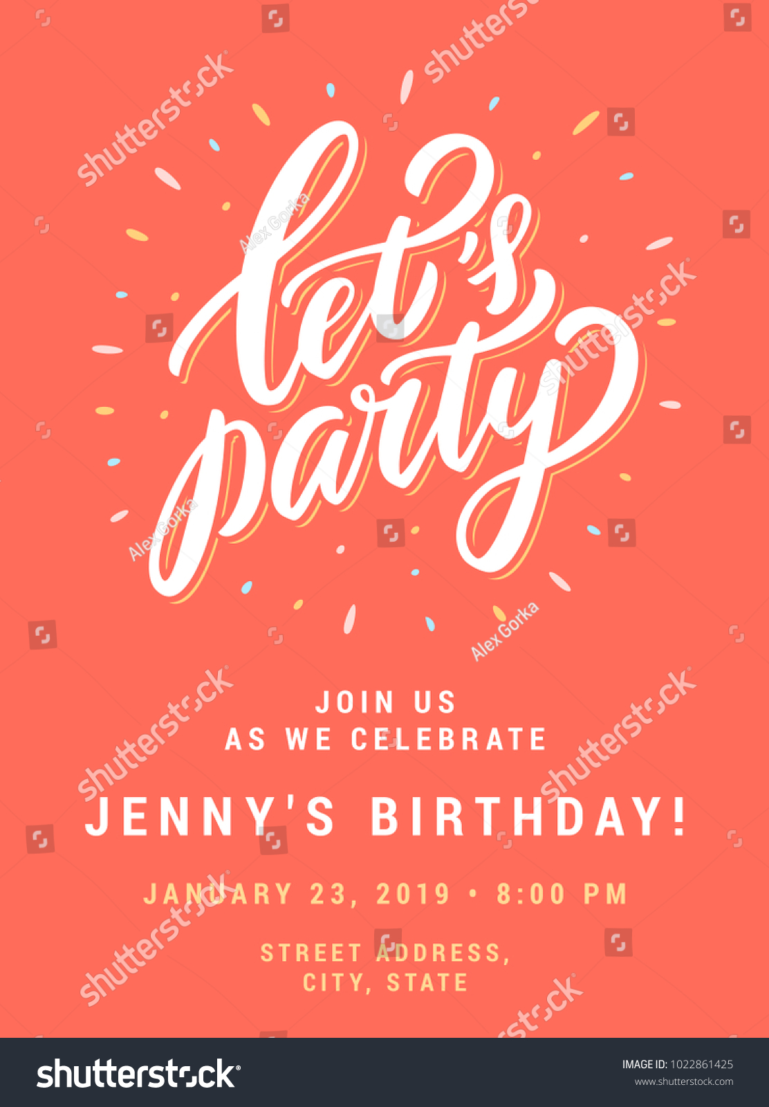 Lets Party Invitation Template Stock Vector (Royalty Free) 1022861425 ...