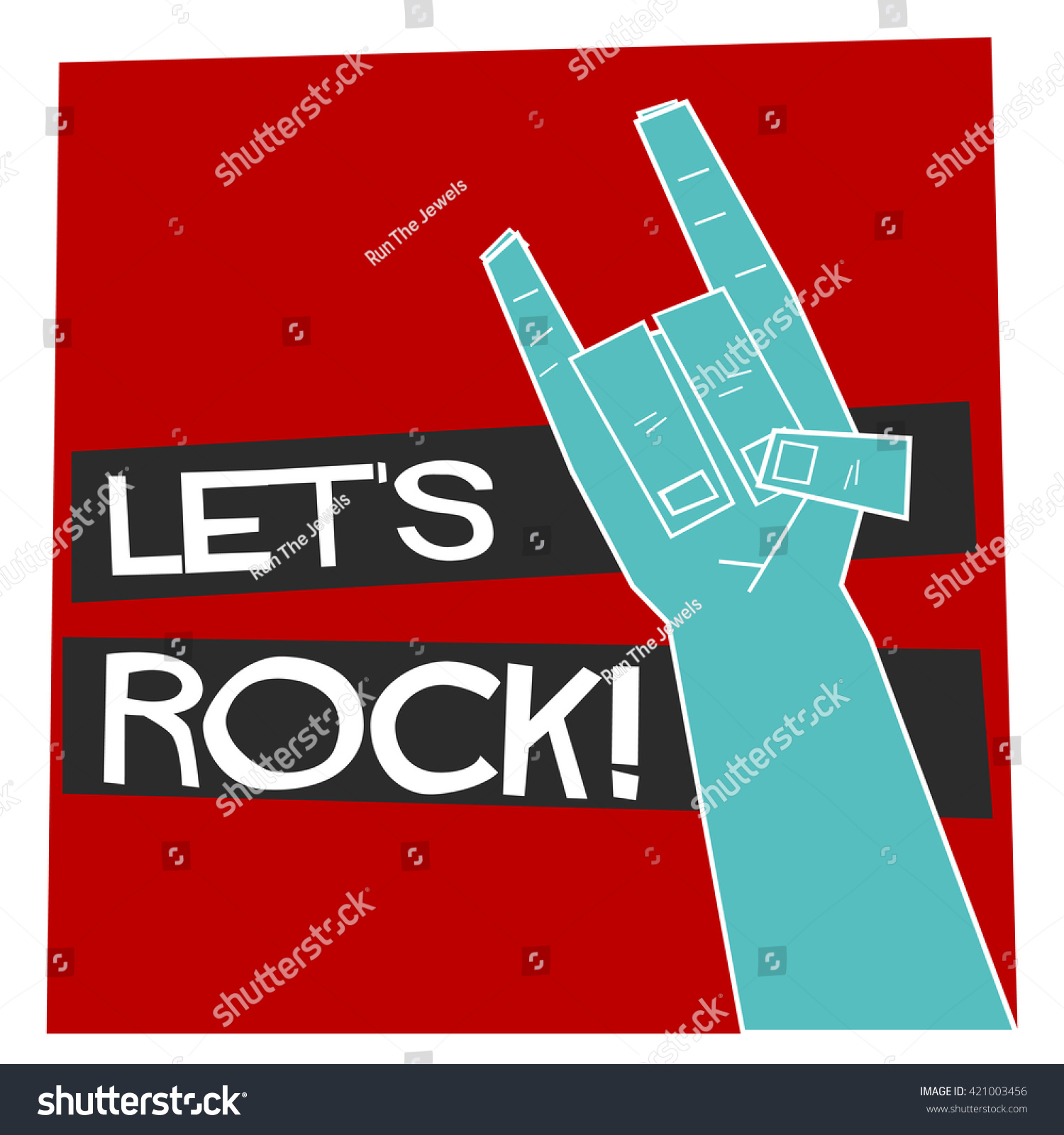 Lets Rock Vector Illustration Poster Design: vector de stock (libre de ...