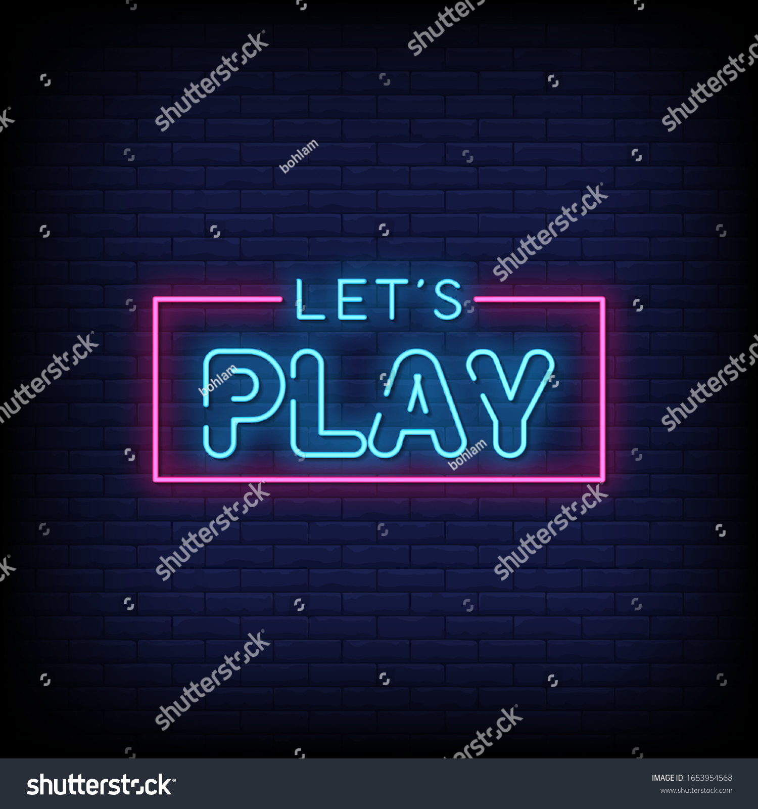 Lets Play Neon Signs Style Text Stock Vector (Royalty Free) 1653954568